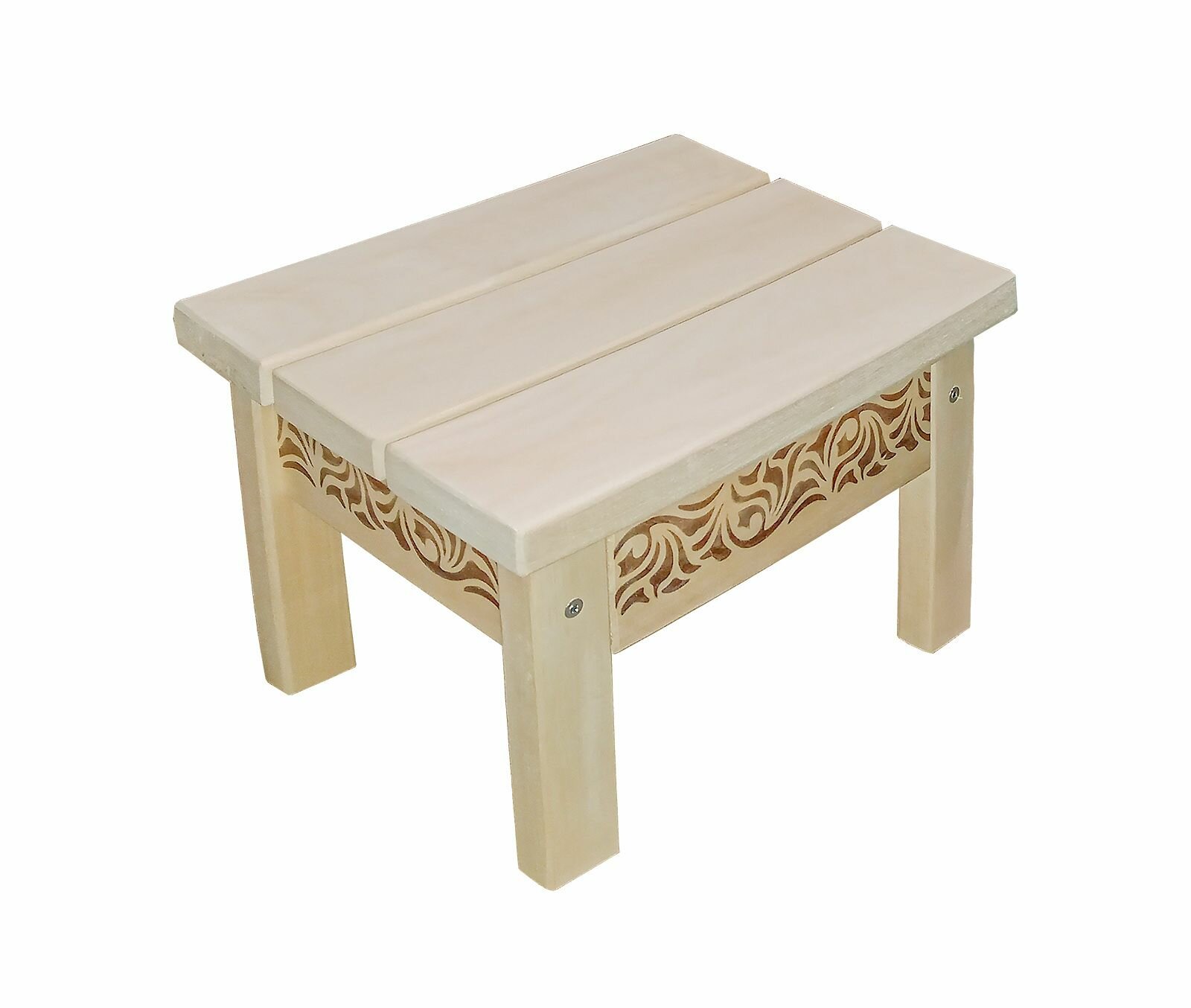 Табурет-подставка "ИЗИ" с узором (ФЛОРА), массив дерева, 36х25х28 см.