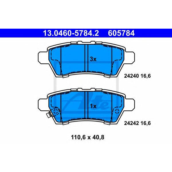 Колодки тормозные дисковые комплект Nissan, ATE 13.0460-5784.2 (1 шт.)