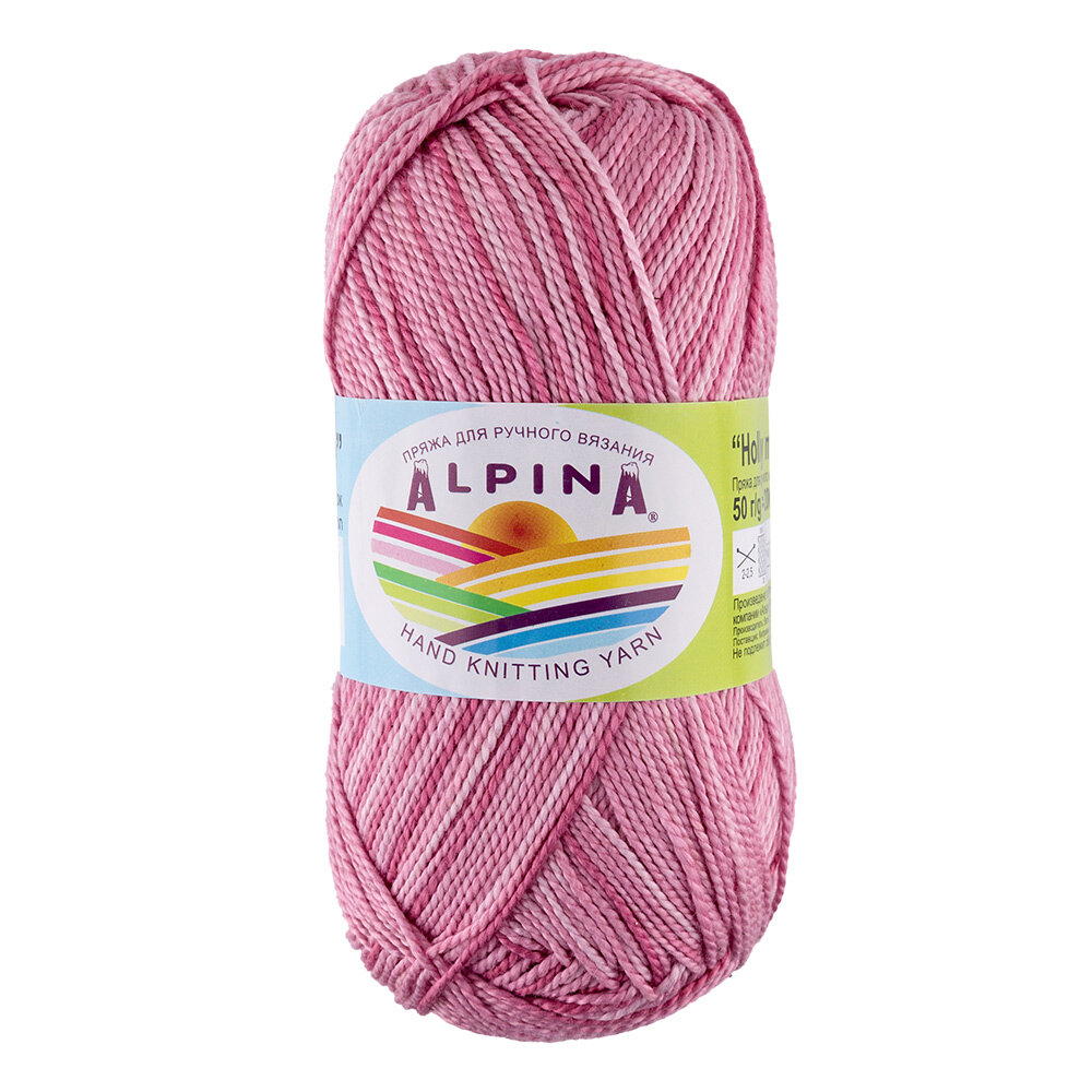 Пряжа ALPINA "HOLLY MELANGE" 100% мерсеризованный хлопок 50 г 200 м №15 яр. розовый/т. яр. розовый