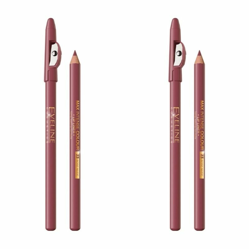 Eveline Cosmetics Карандаш для губ Max Intense Colour тон №23 Rose nude, 2 шт