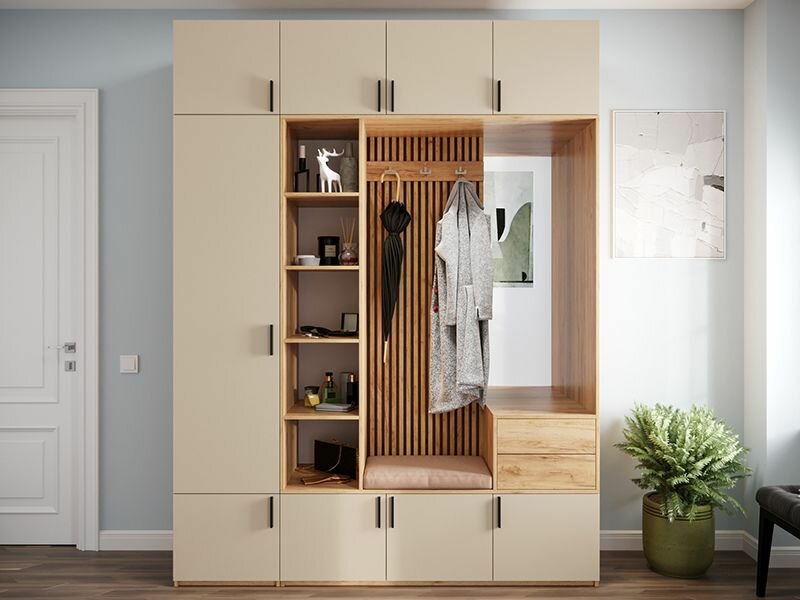 Прихожая в коридор "Дуглас 18" 180х240х50 Дуб крафт золотой / Бромелия