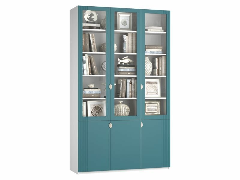 Книжный шкаф с полками " Санторини 7" 120х200х40 Аквамарин