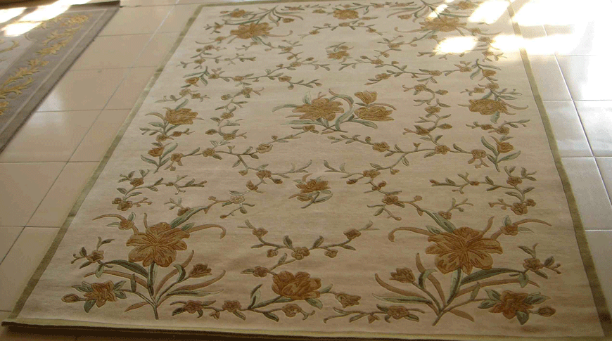 Ковер шерстяной изготовлен в Китае на пол 92х152 см бежевый классический ворс 10 мм 105497 Kover-Russia