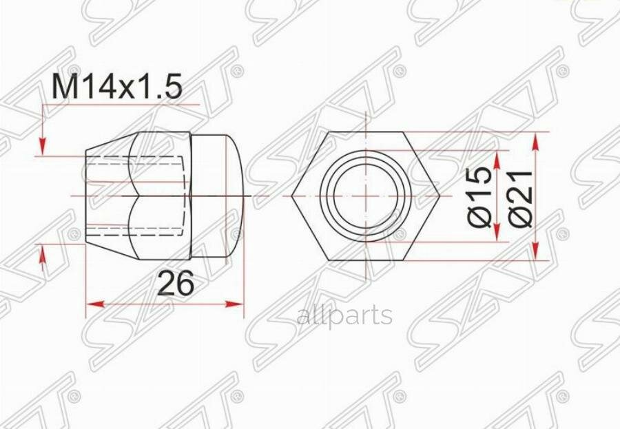 SAT ST-90049-11073 Гайка колесная TOYOTA BB/DUET/CAMI/PASSO/SPARKY 04-
