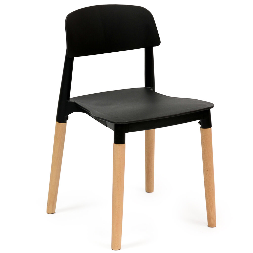 Стул N-220 STOOL MARKET черный, пластик, дерево, твердое сиденье, без подлокотников