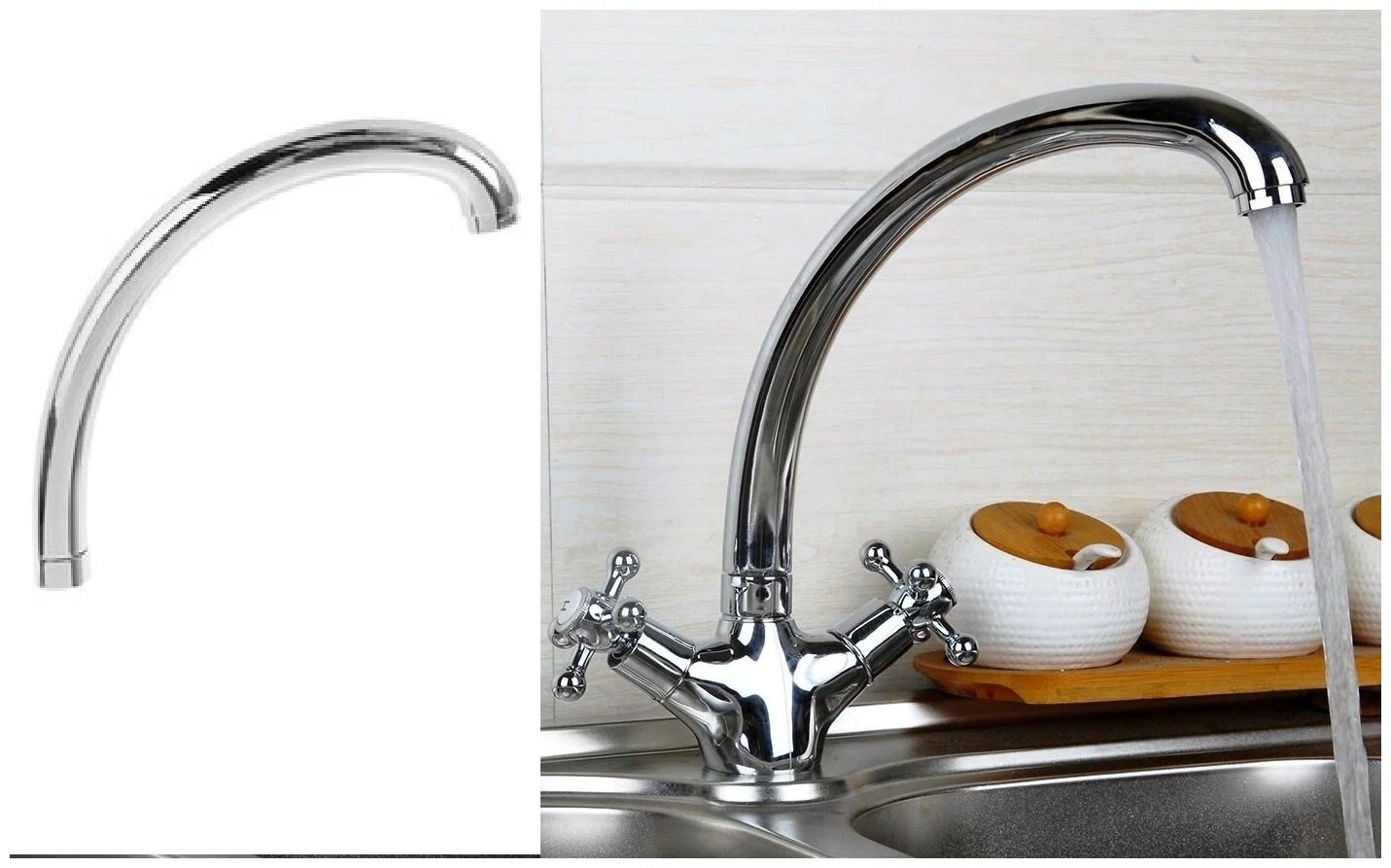 Излив для кухонного смесителя латунный, гусак на кухню, носик