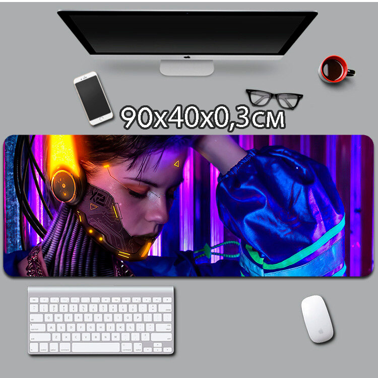 Коврик для мыши в стиле Киберпанк, №033 90x40x0.3см