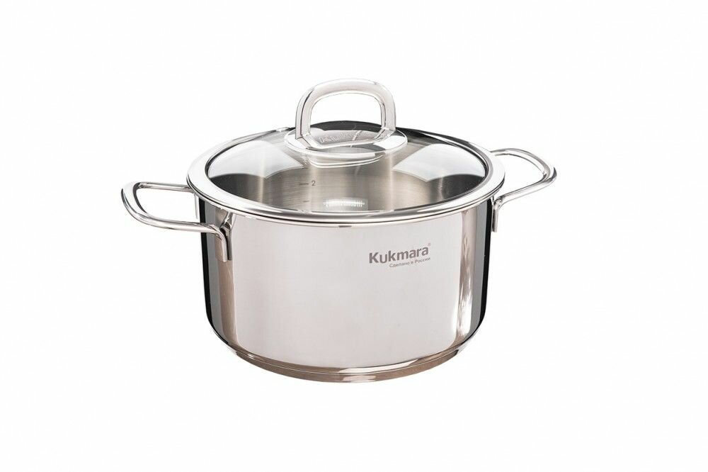 Кастрюля Kukmara 3л, Safia из нержавейшей стали со стеклянной крышкой