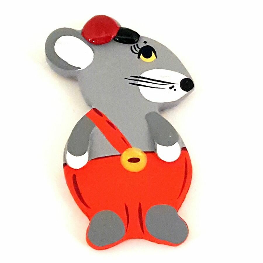 Магнит "Мышь"-6, Ковровская глиняная игрушка, ручная авторская работа