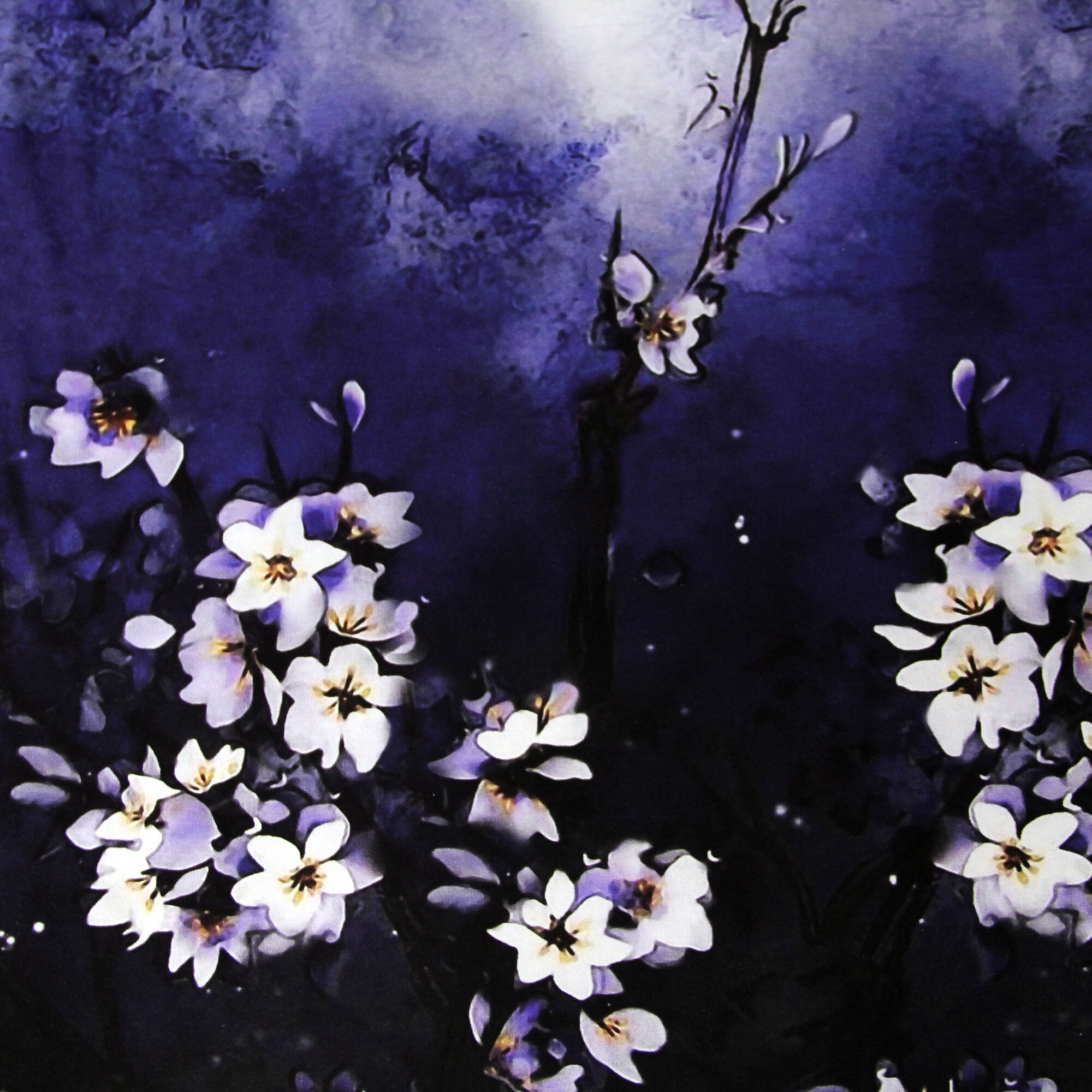 Кулирная гладь "Сакура на фиолетовом"