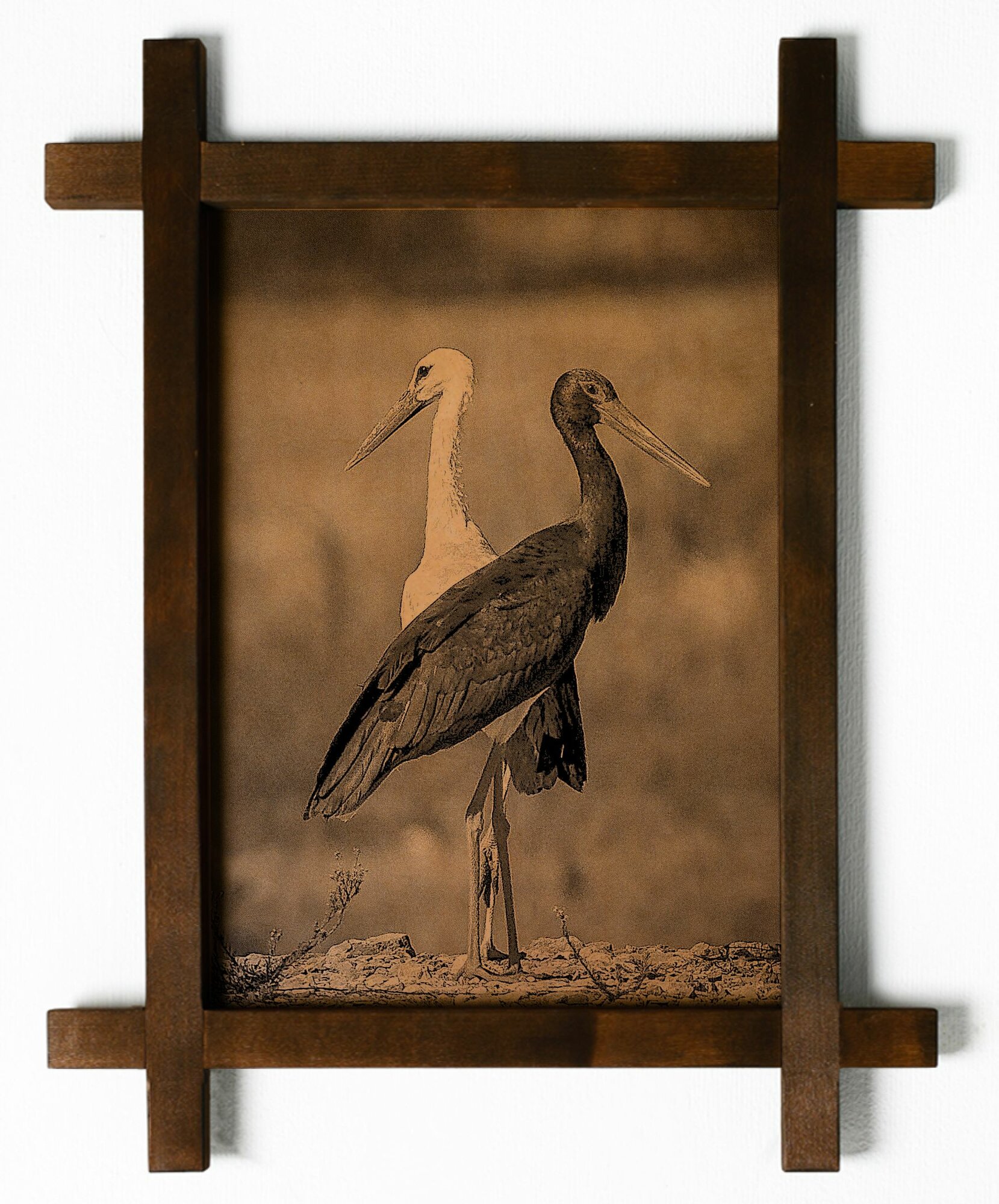 Картина интерьерная из кожи "Аисты", BoomGift