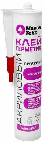 Мастертекс клей-герметик акриловый (290мл) прозрачный / MASTERTEKS клей ...