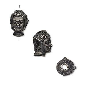 Бусина металлическая, 19х11мм, TierraCast, Будда, базовый материал - оловянный сплав, цвет матовый чёрный, 1 шт.