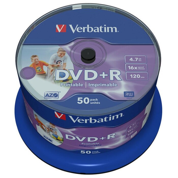 DVD-диск Verbatim 4.7 Gb, Printable, Cake Box