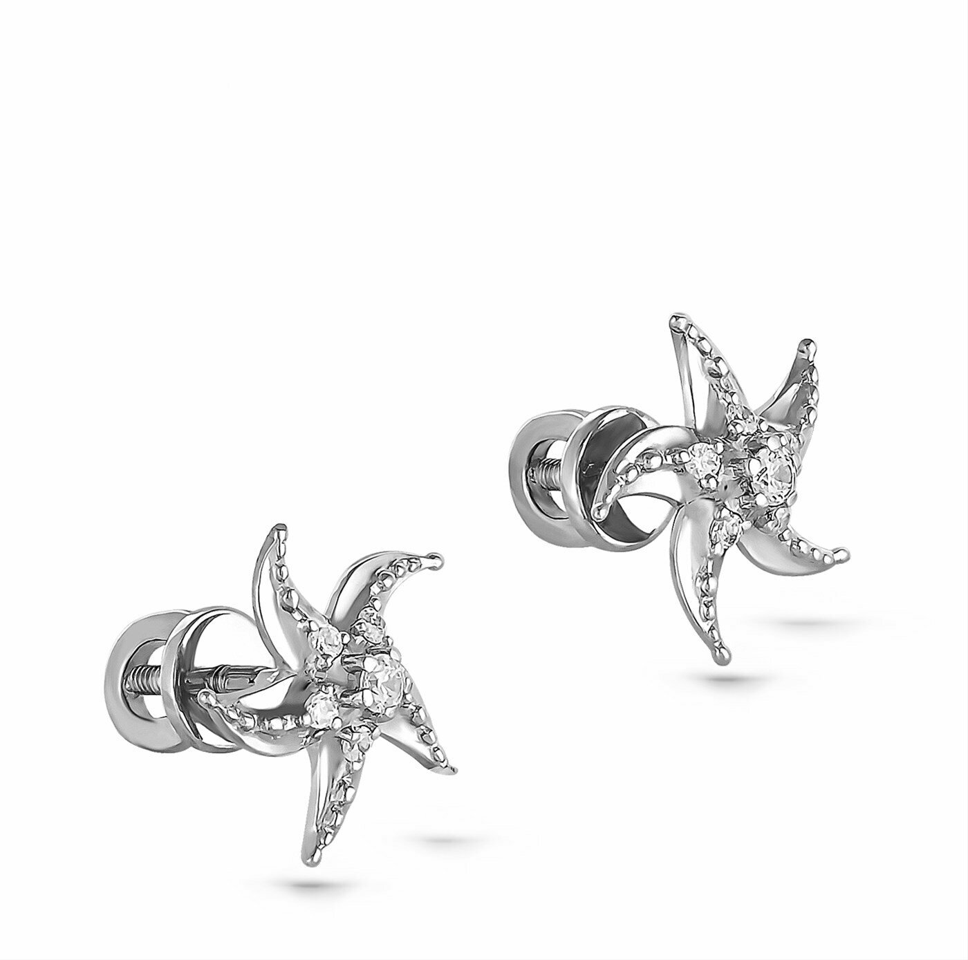 Моносерьга, серебро, 925 проба, фианит