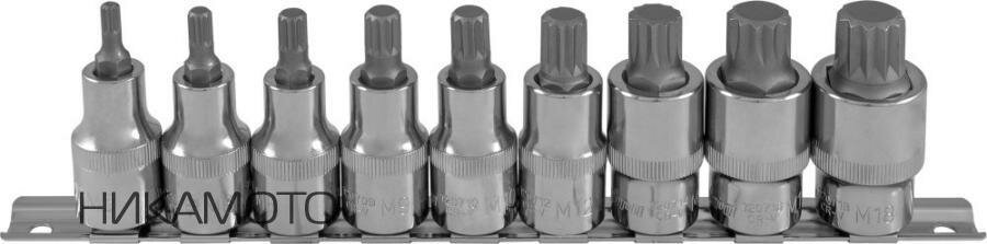 OMBRA 912779 Набор торцевых насадок 1/2DR с вставками SPLINE, 9 предметов