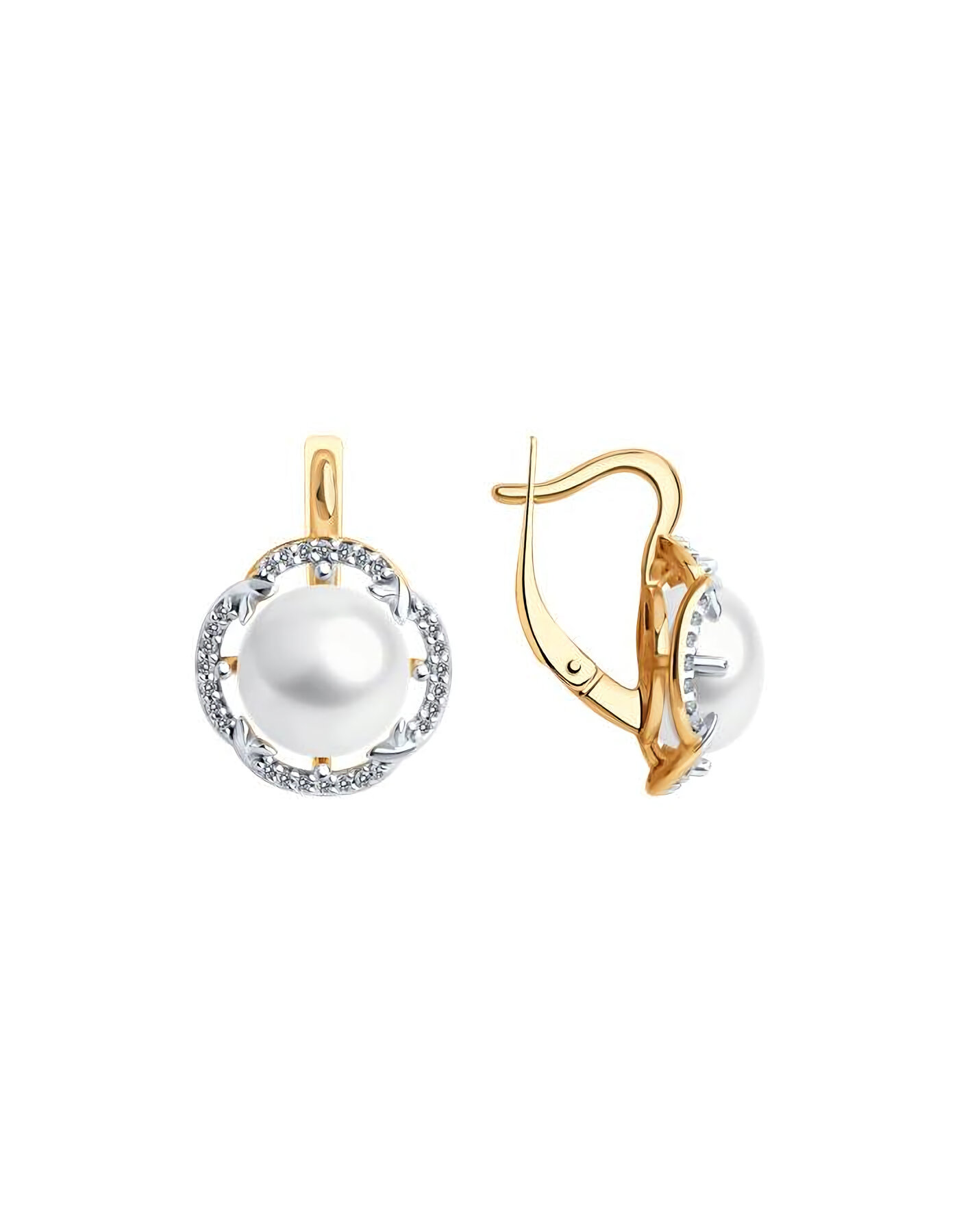 Серьги, серебро, 925 проба, золочение, жемчуг