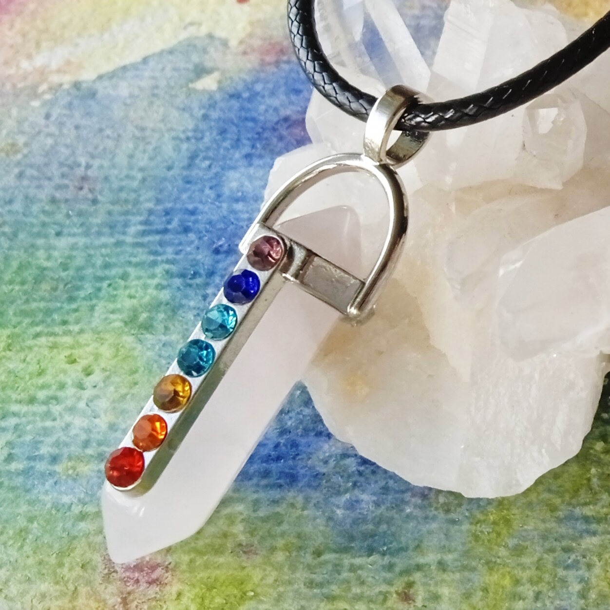 Маятник подвеска 7 Чакр Розовый Кварц на шнурке, оберег, биолокация, гадание, диагностика организма, поиск клада