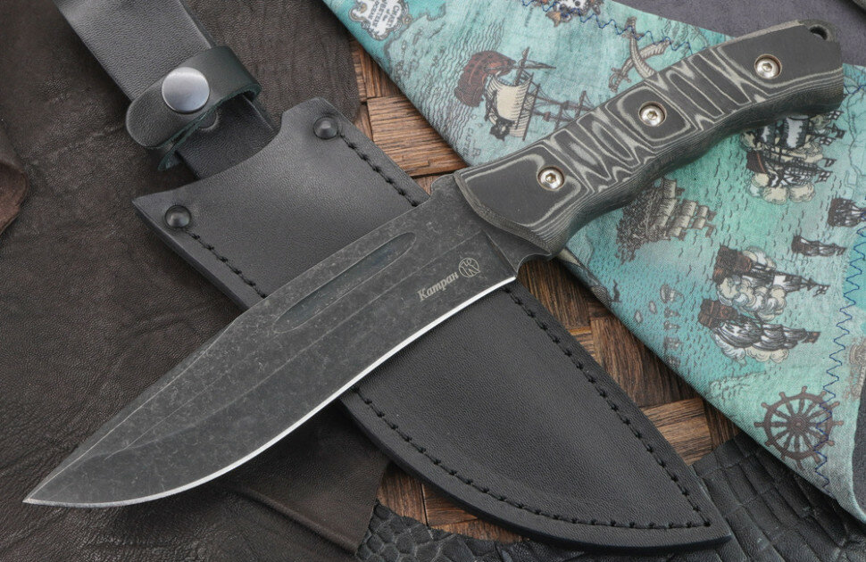 Брутальный нож Кизляр Катран (черно-зеленая рукоять)