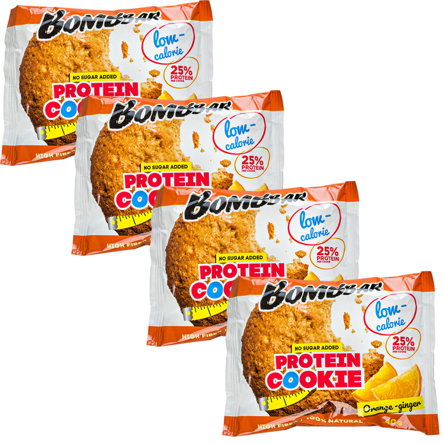 Протеиновый батончик BombBar Protein cookie 4 x 40 г, Апельсин - Имбирь