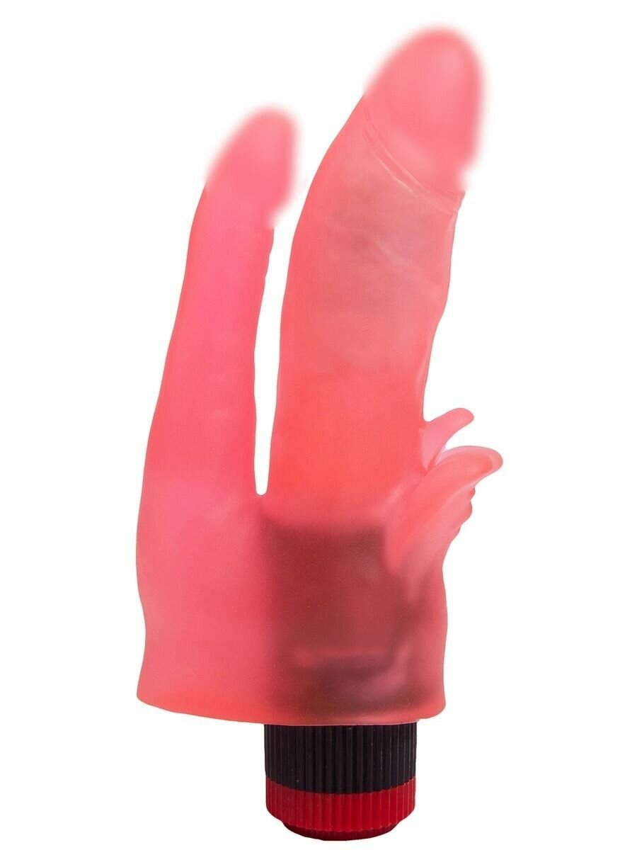 Вибратор-фаллоимитатор анально-вагинальный розового цвета, 19см.