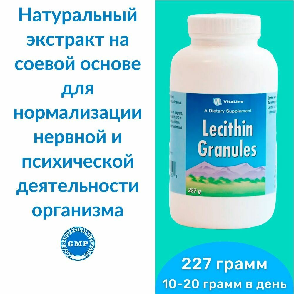 Лецитин Гранулес Виталайн / Lecithin Granules (гранулы по 240 гр) - натуральный экстракт на соевой основе для нормализации нервной и психической деятельности организма
