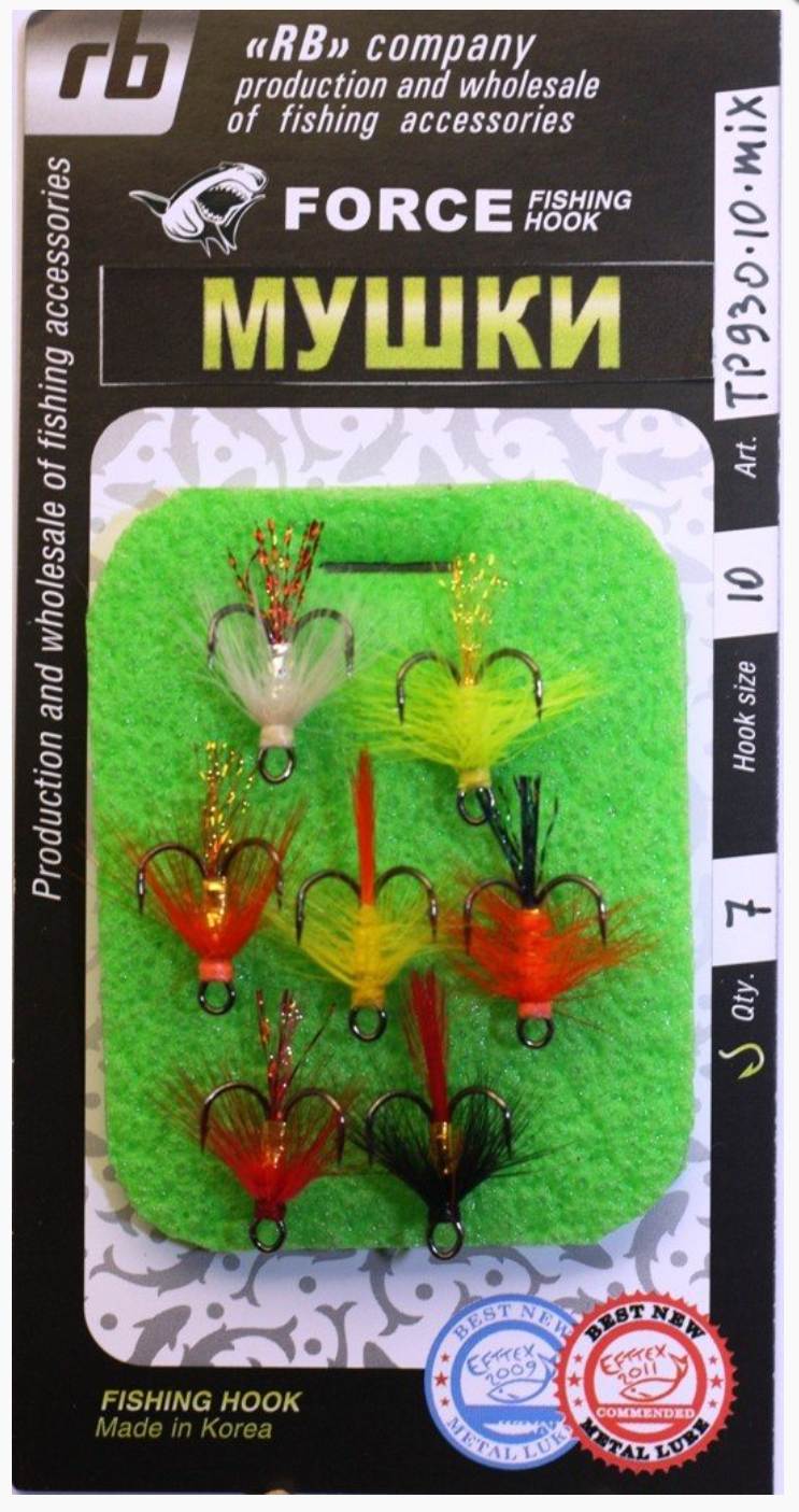 Набор стримеров RB (Русская Блесна) №10 FORSE на тройнике TP930-10-MIX (7 шт)