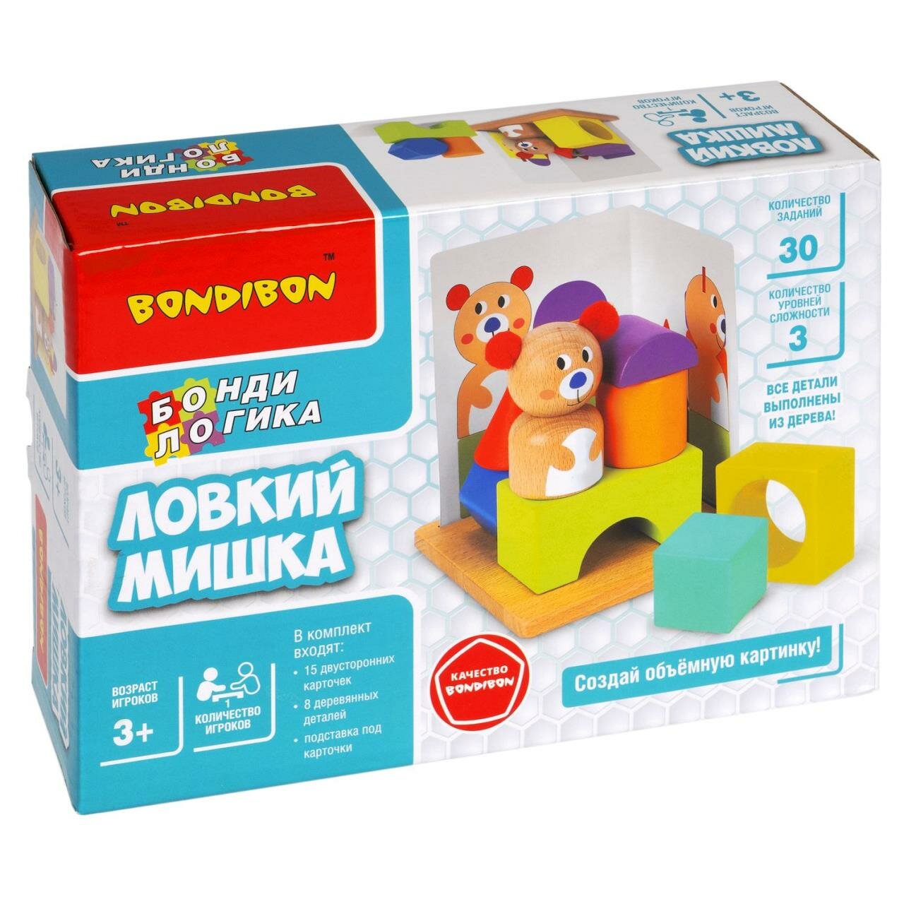 Игра Bondibon "Ловкий мишка", логическая, для 1-4 игроков, дерево