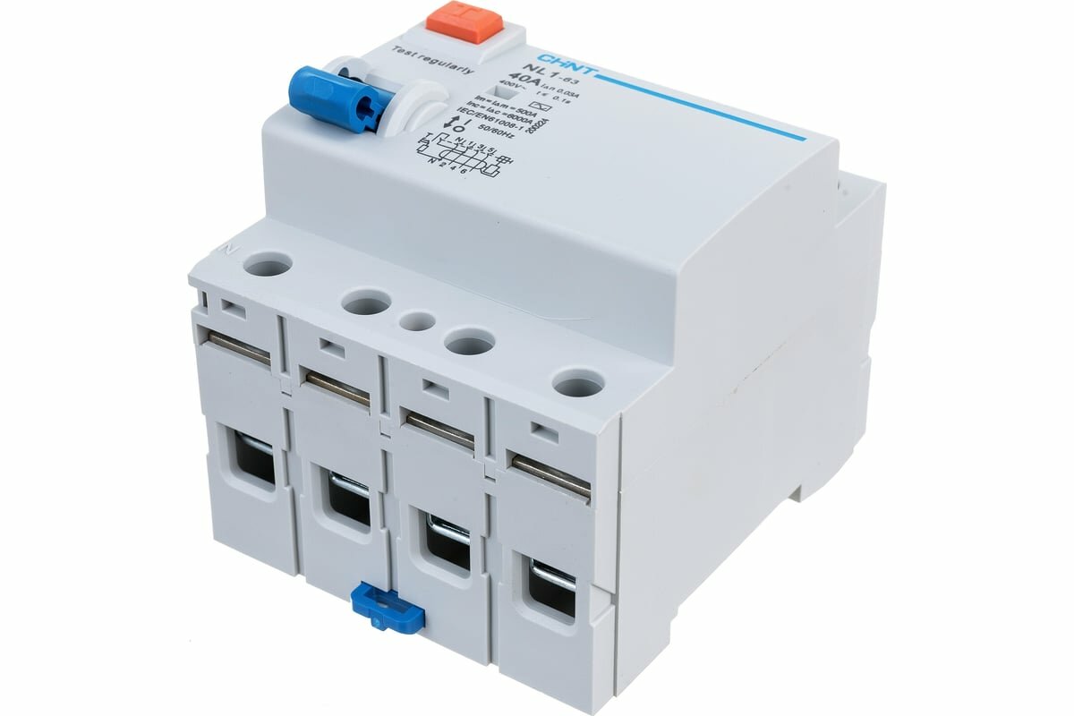CHINT NL1-63 УЗО 6kA 4P 40A 30mA Тип AC 200224 - устройство защитного отключения 4 полюса