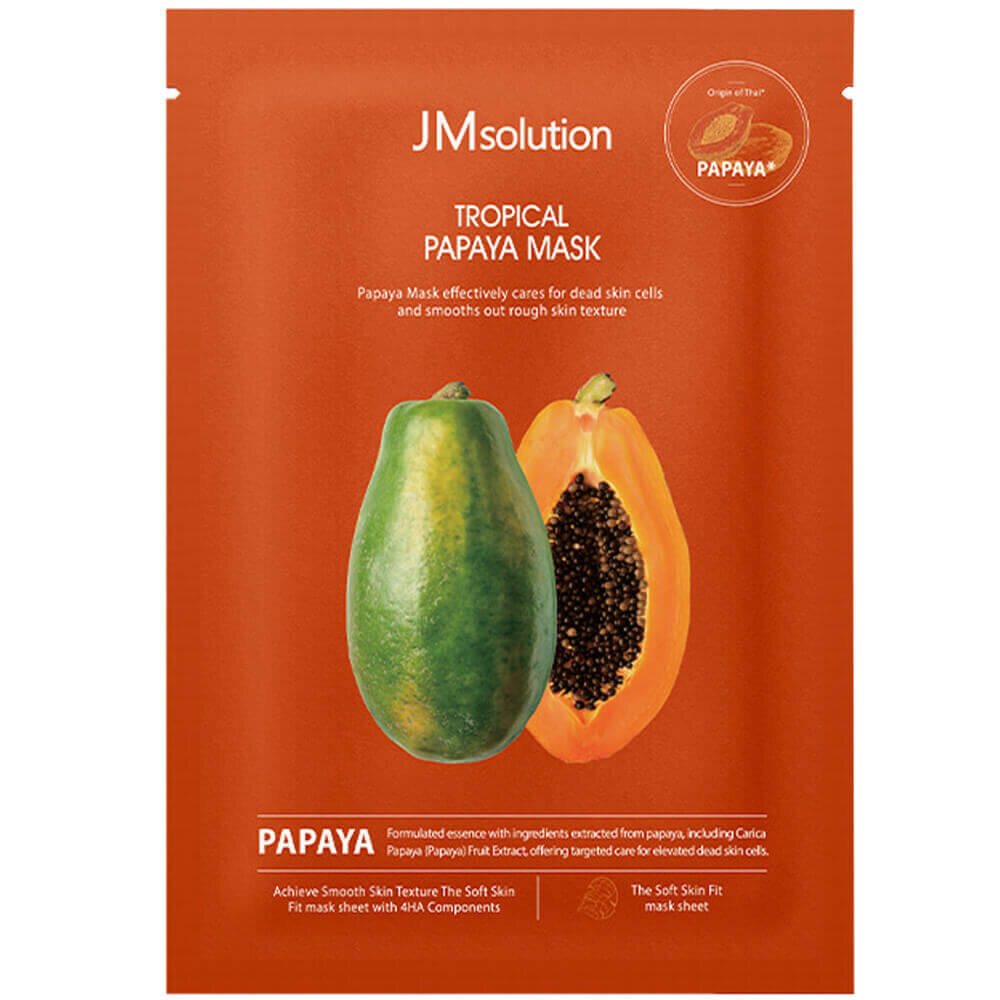 JMsolution Маска тканевая выравнивающая с папайей 30 мл. - Tropical Papaya Mask Маска выравнивающая тканевая с папайей 30 мл.