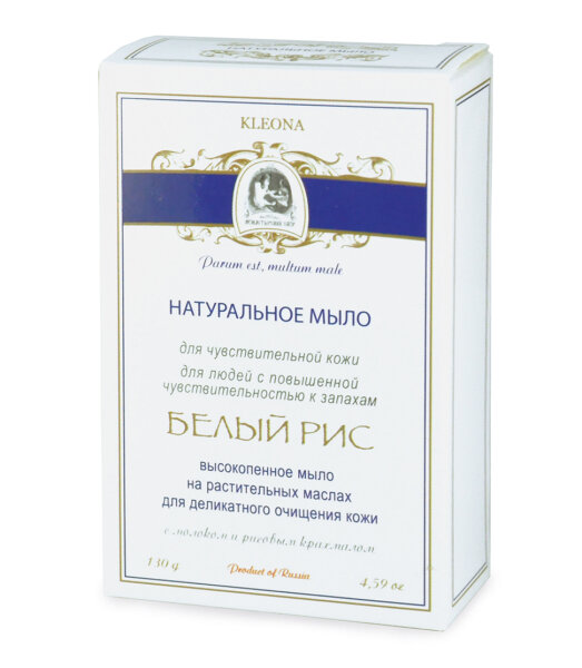 Kleona Мыло кусковое банное белый рис без аромата, 130 г