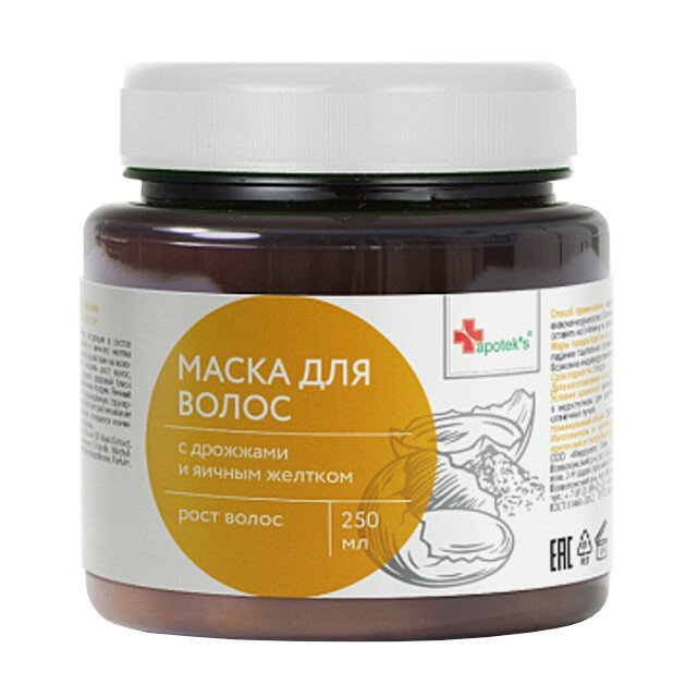 APOTEK`S маска для волос с дрожжами и яичным желтком 250мл укрепляющая формула
