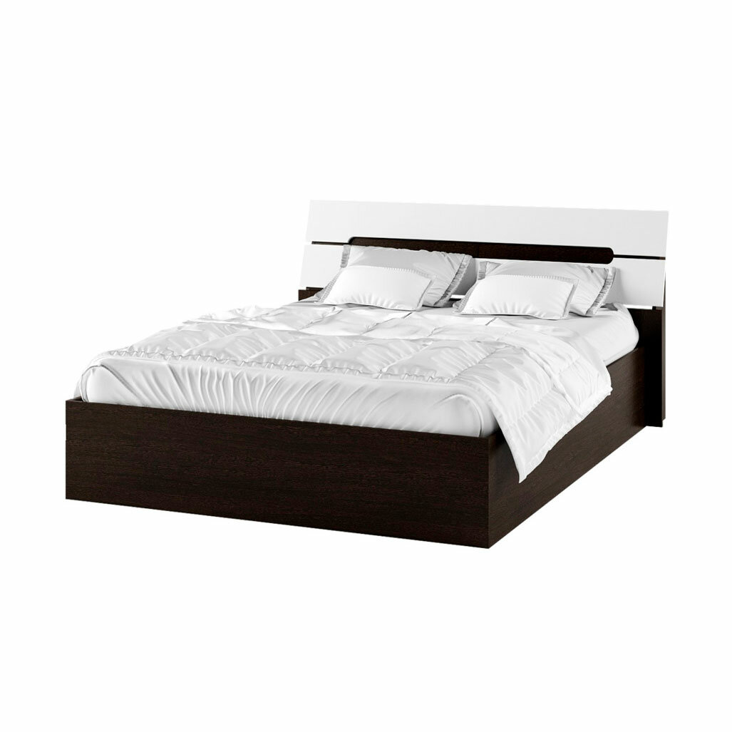 Кровать деревянная 140х200 в спальню Гавана 93,0х153,2х218,2 см, венге/акрил белый