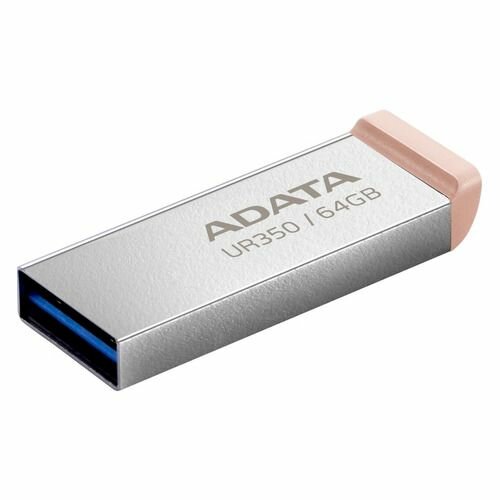 Флешка USB A-Data UR350 64ГБ, USB3.2, серебристый и коричневый [ur350-64g-rsr/bg]