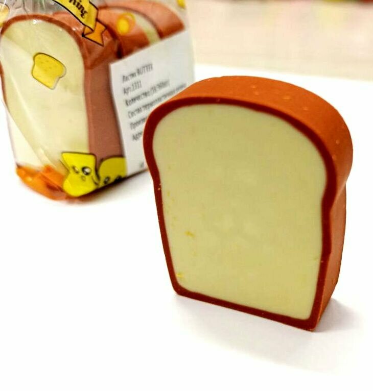 Ластик набор в виде тостов 4 штуки в упаковке