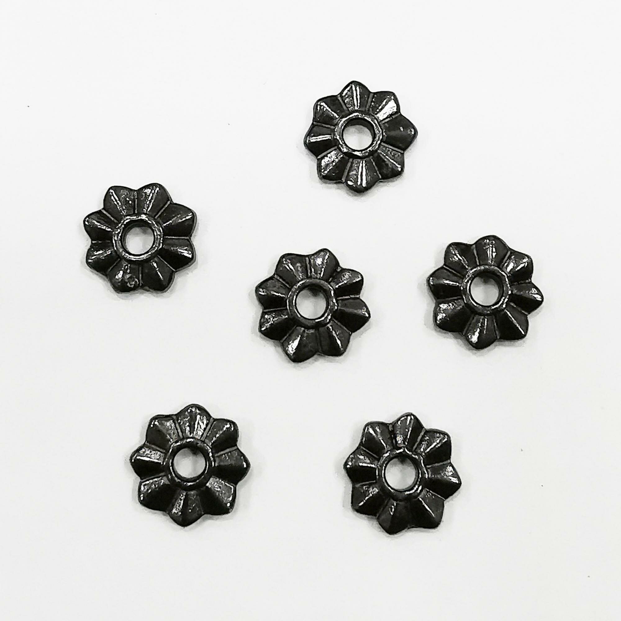 Бусина металлическая, 10.7х2.4мм, TierraCast, рондель маргаритка, базовый материал - оловянный сплав, вороненая сталь, 2 шт.