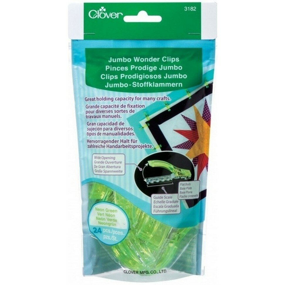 Clover 3182 Чудо-клипсы большие, зеленый неоновый, 24 шт.