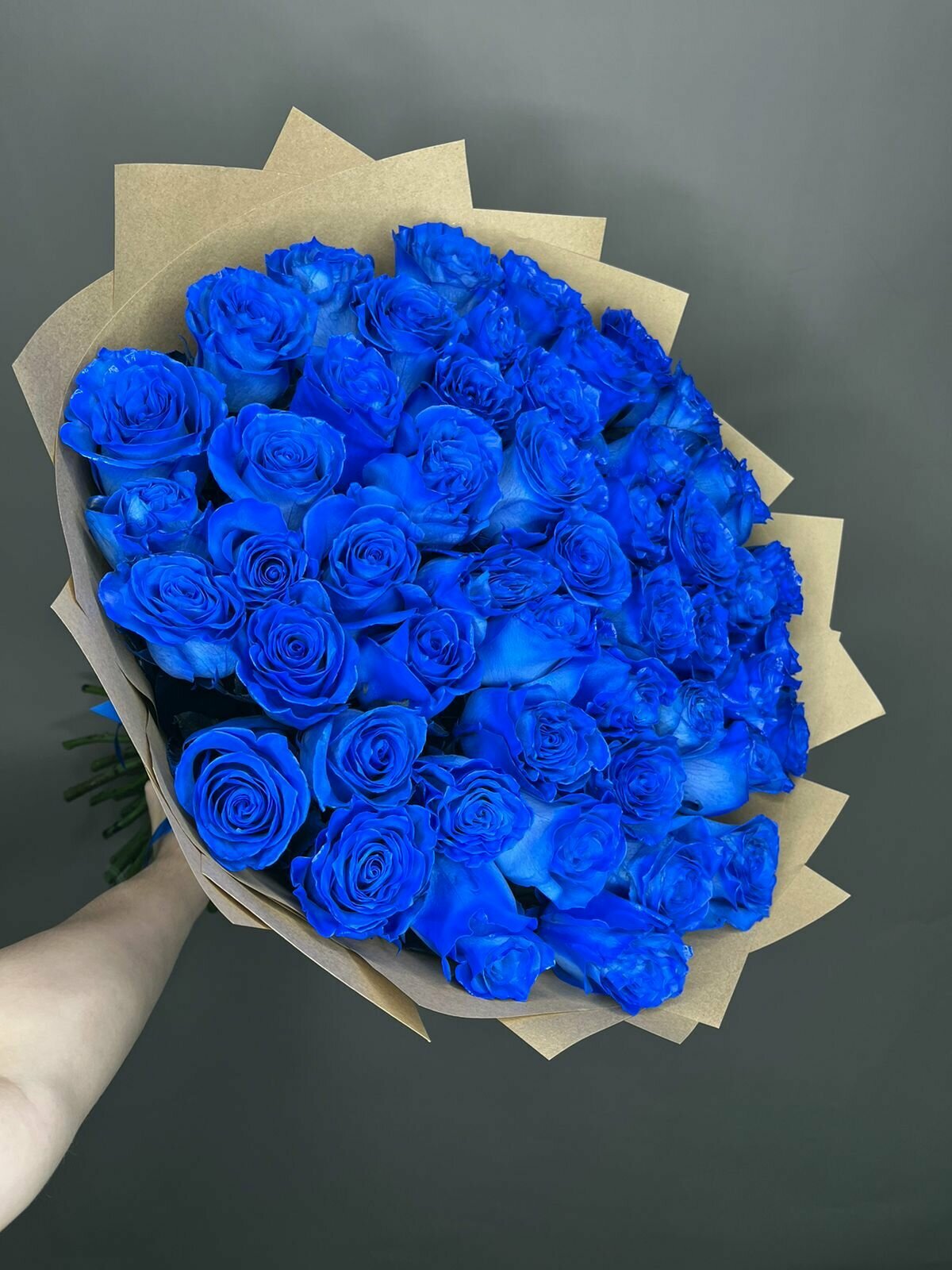 Монобукет Синие Розы Premium Flowers 51 шт 60 см - Не крашены баллоном и не пахнут краской!