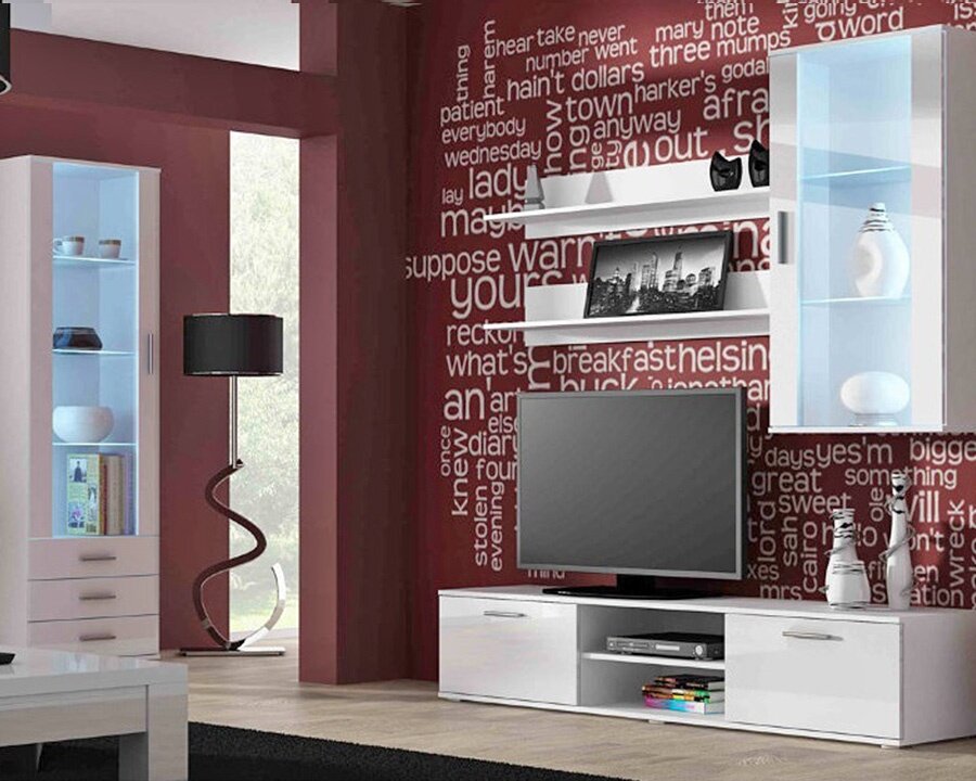 Гостиная Сохо 11 МДФ Белый DM635-6 / Белый Фасадный 0101 NEW 240x41x192 см, GOODFORM