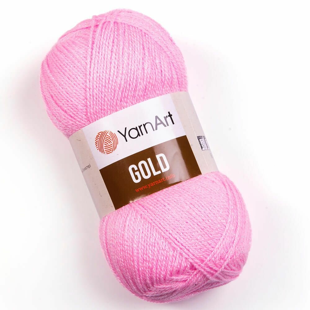 Пряжа Голд (Gold Yarnart) упаковка 5 мотков 100 г. 400 м. 92% акрил 8% металлик цвет 9356 розовый с разноцветным люрексом