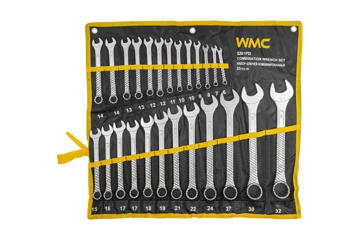 WMC TOOLS Набор ключей комбинированных 25пр, на полотне WMC-5261PD(54622)