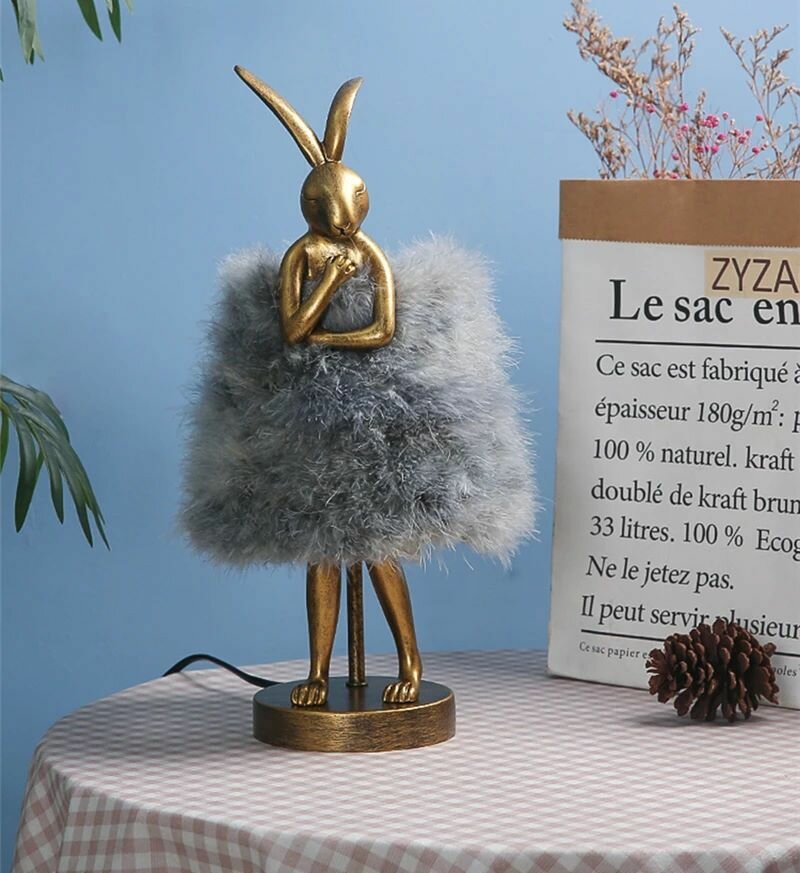 Светильник настольный светодиодный, настольные лампы с золотым кроликом из смолы, защита глаз для домашнего декора, прикроватное освещение для офиса и кабинета