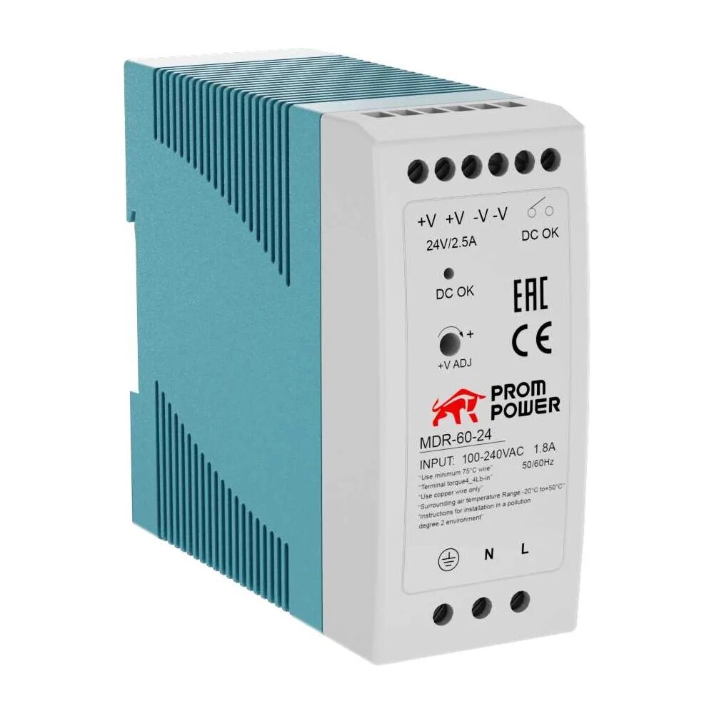 Источник питания Prompower mdr-60-24, на выходе 24 В DC, 2.5 а, 60, использования