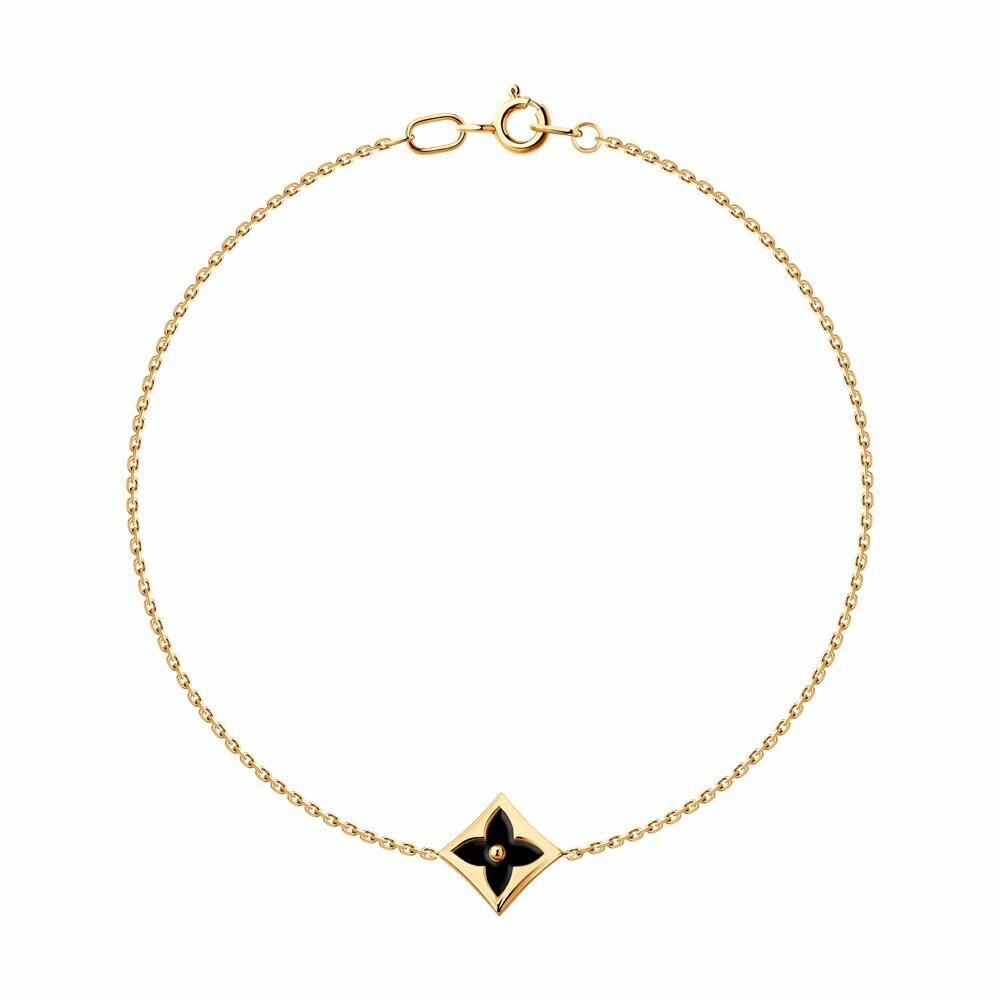 Браслет, красное золото, 585 проба, оникс