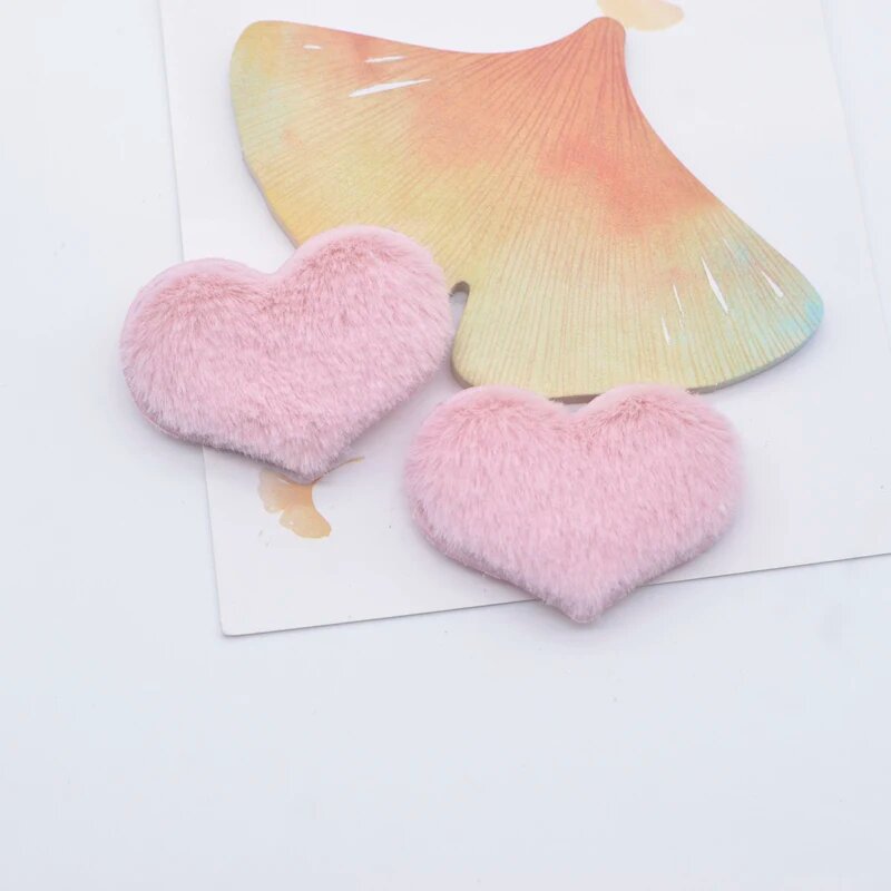 Плюшевые сердечки для рукоделия, 24 шт, Korean Pink