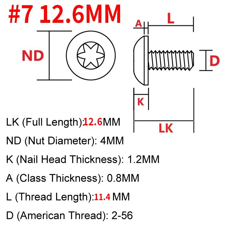Зажимные винты для ножей Benchmade Bugout 535 Spyderco C81 C10 ZT 5 PCS, 7 Black 12.6MM
