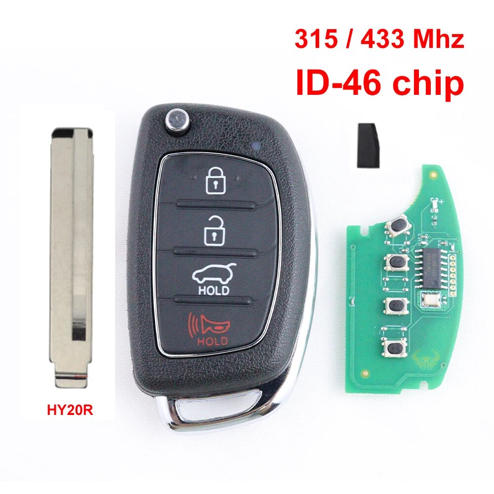 315/433 МГц ID46 чип 4 бутылки автомобильный брелок для Hyundai Elantra Accent Ix35 IX45 I30 Solaris Tucson I20 Santa Fe Sonata HY20R with chip