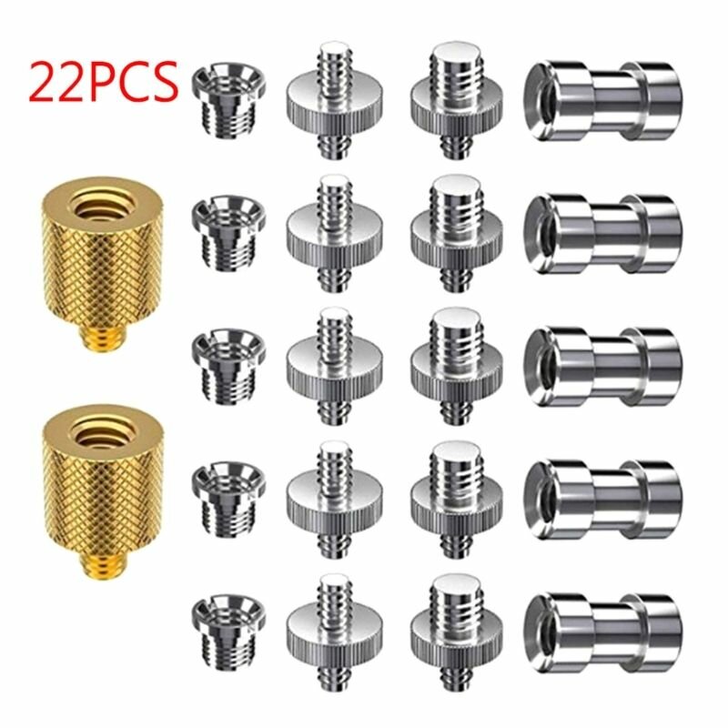 22 шт./компл. металлические конвертерные винты с резьбой от 1/4 до 3/8, адаптер для штатива для камеры, латунный комплект, аксессуары для фотосъемки
