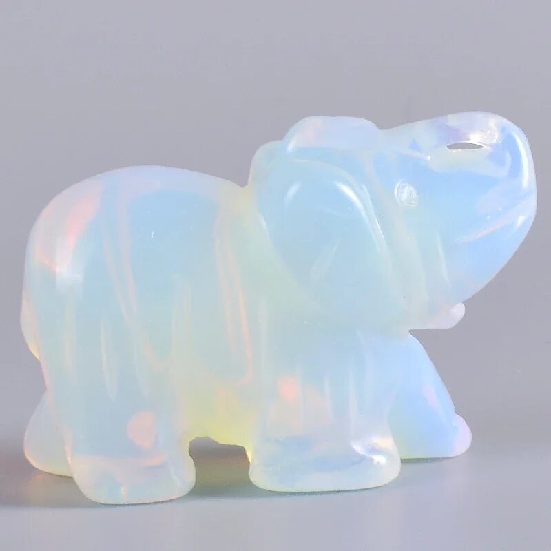 1,5 дюймовая статуэтка слона ручной работы опалитовый нефрит мини животное кристалл крафт чакра домашний декор