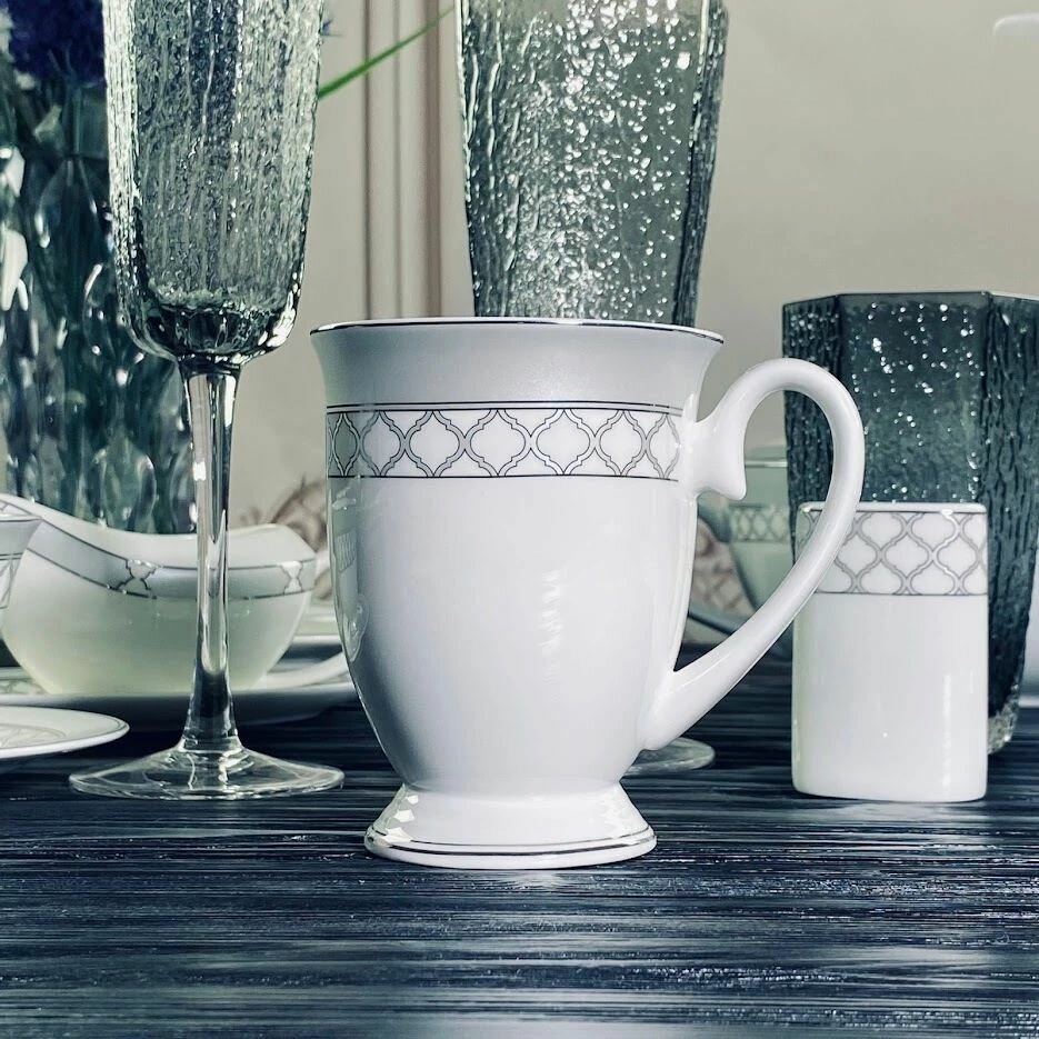 Кружка Lenardi Версаль серебро 300 мл костяной фарфор